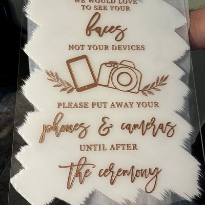 Acrylic Unplugged Ceremony Sign Phone and Camera Free Ceremony Sign ...