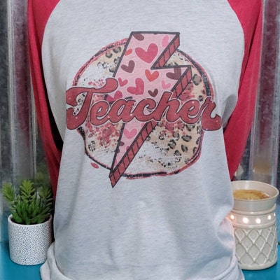 Teacher PNG Image, Teacher Red Heart Lightning Bolt Valentine Design ...