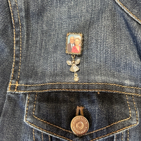 Memorial Pin With Clasp Pin Back for Men, Wedding Photo Lapel Pin ...