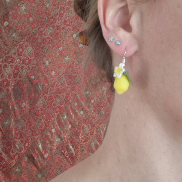 Lemon Bracelet and Earrings, Botanical Handmade Polymer Clay Jewelry ...