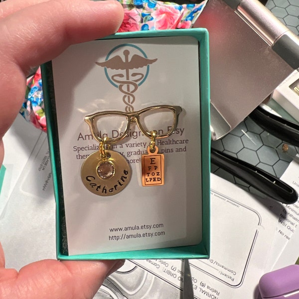 Gold Tone Optometrist Pin - Ophthalmologist Gift - Eyeglasses Pin - Eye ...