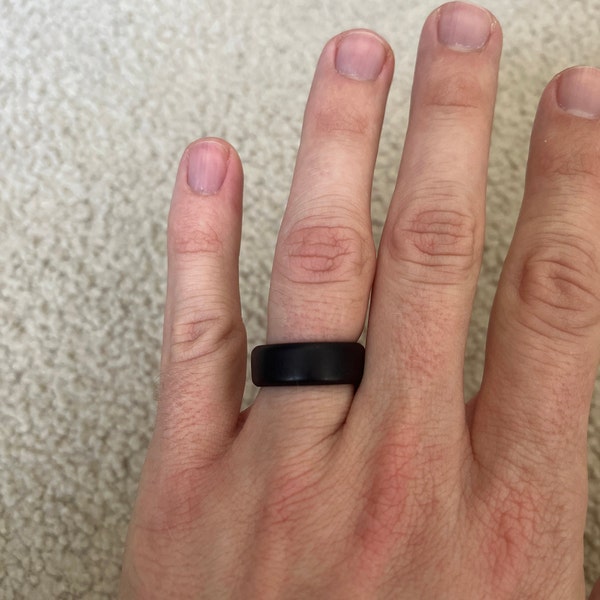 8mm Black Silicone Wedding Band | Unisex Rubber Activity Ring - Etsy