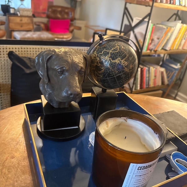 Labrador Retriever Statue, Cold Cast Bronze Sculpture, Marble Base ...