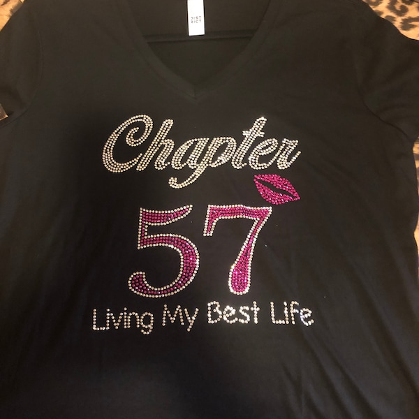 Chapter 57 Living Bling Shirt, Birthday Bling Shirt, Rhinestone Bling ...