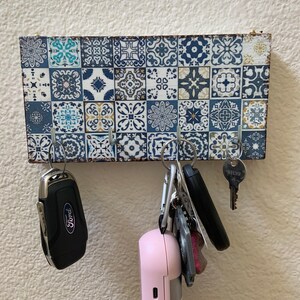 Blue Key Holder for Wall Patchwork Key Holder Patchwork Wood - Etsy