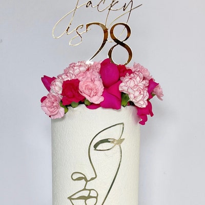 Line Art Face Topper, Art Cake Charm, Abstract Face Cake Topper, Face ...