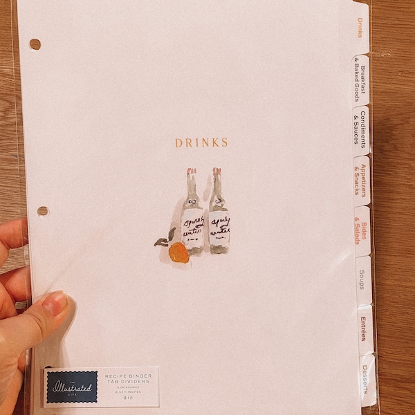 Tab Dividers for Recipe Binder - 8 Categories, Cute Tab Dividers, Fits ...