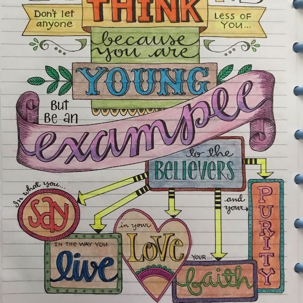 1 TIMOTHY 4:12... Be an Example Bible Journaling Color Your Own INSTANT ...