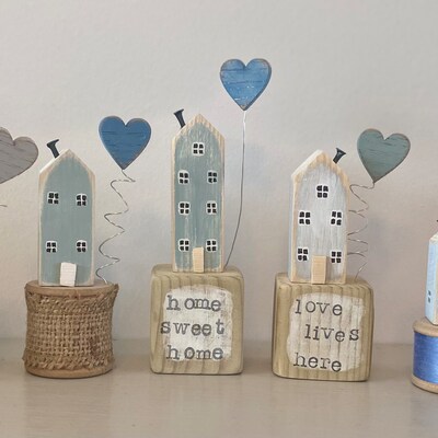 Small Wooden Miniature Village Houses, Houses in a Box, Craft Project ...