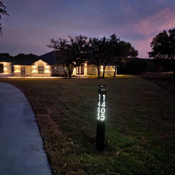 43 Tall Custom Steel Address Sign, Solar Powered LED Lighted. - Etsy