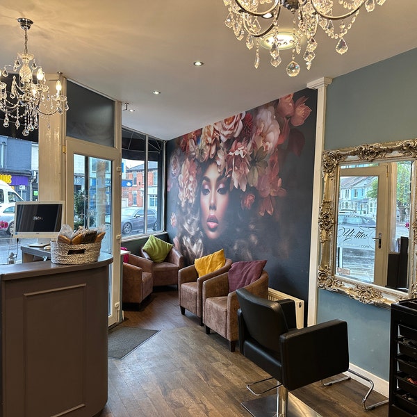 Abstract Woman Art Wallpaper for Hairdresser and Beauty Salon Decor ...