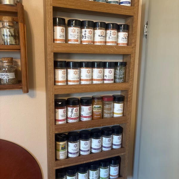 Wall Mounted Oak Spice Rack 3 Rows + - Etsy