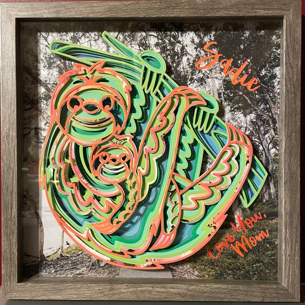 Sloths Mom and Child Svg, Multilayer Panel for Laser Cutting, Layered ...