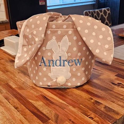 Personalized Embroidery Peter Rabbit Easter Basket Seersucker Storage ...