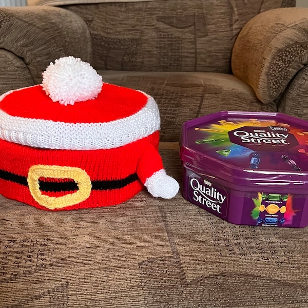 PDF Christmas Knitting Pattern Santa Chocolate Sweet Tub Tin Cover With ...