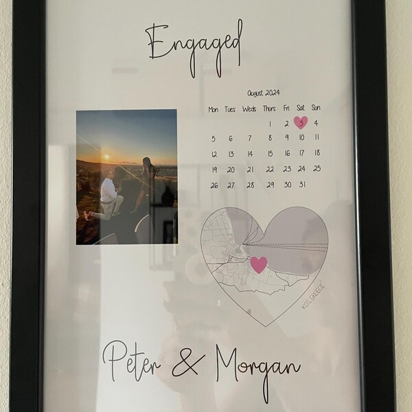 Gift for Engagement, Engaged Gift, Engagement Frame Handmade ...