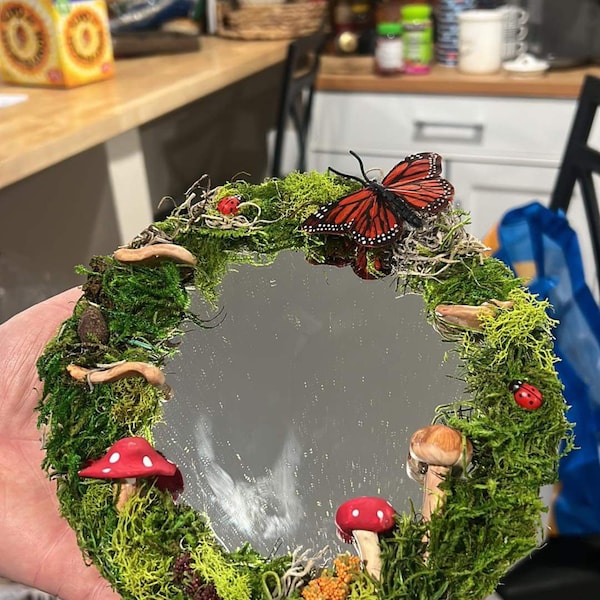Magical Fairy Moss Mushroom Mirror, Fairy Garden Mirror, Beauty Mirror ...