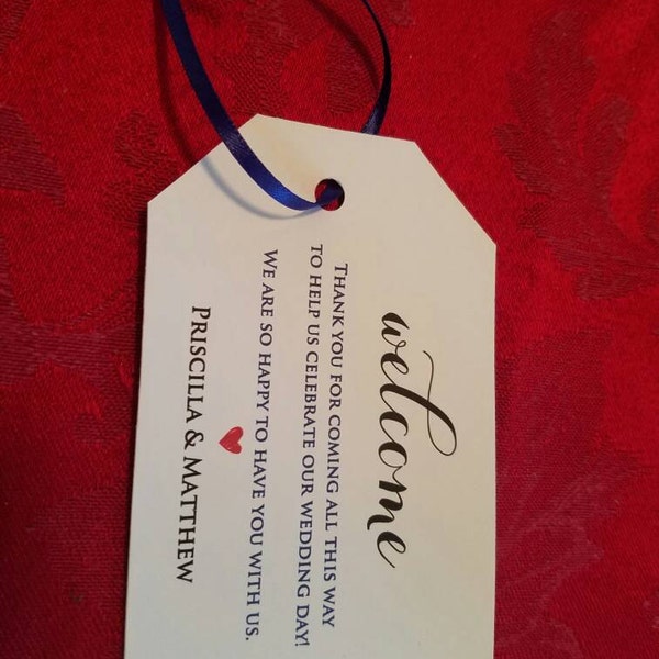 Wedding Welcome Tag Printable, Welcome Bag, Custom Wedding Favor Tag ...