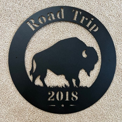 Bison Circle Monogram Sign, Lone Bison Decor, Buffalo Decor, Bison Camp ...