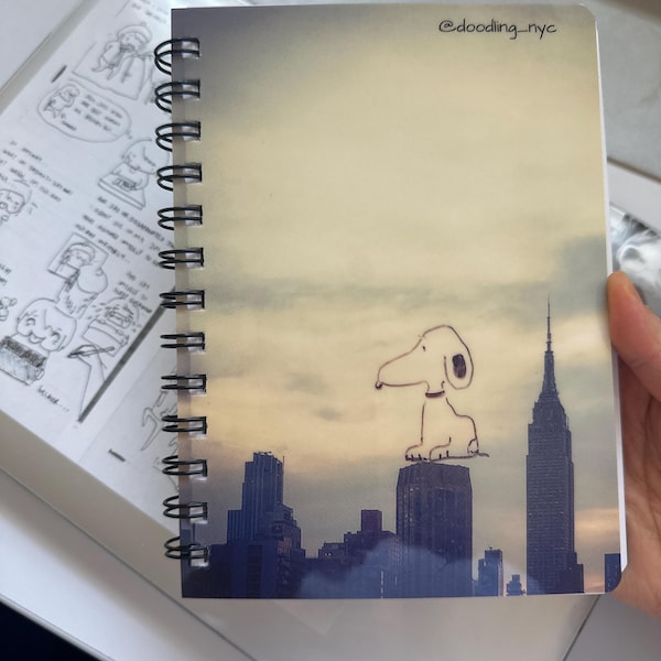 Hand Drawn Submarine Doodle NYC Skyline Writing Journal, Artsy Travel ...