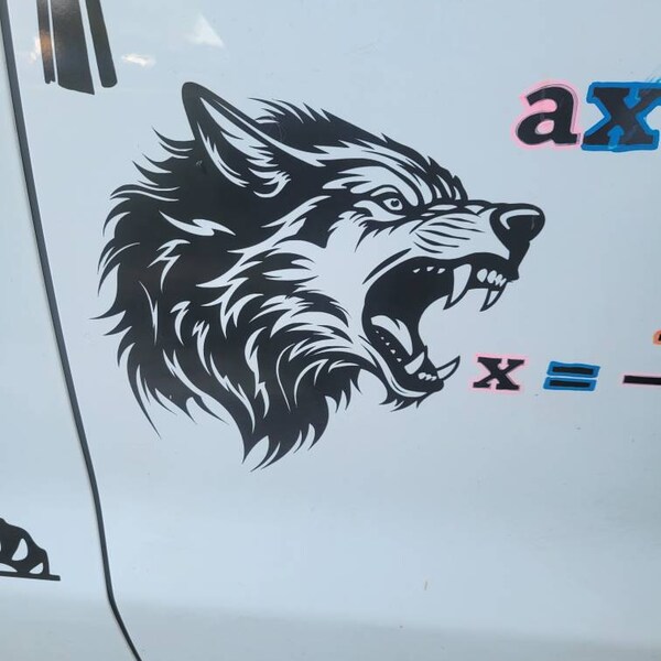 Angry Wolf Head Vinyl Decal Sticker - Fierce and Bold Predator Design ...