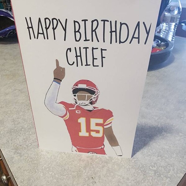 Patrick Mahomes Birthday Card Greeting Kansas City Chiefs Funny Cartoon ...