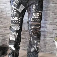 Custom Handmade Punk Rock Goth Emo Metal Cyber Dark Ripped Crazy Weird ...