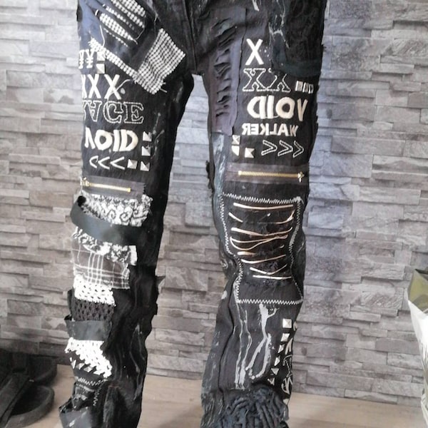 Custom Handmade Punk Rock Goth Emo Metal Cyber Dark Ripped Crazy Weird ...
