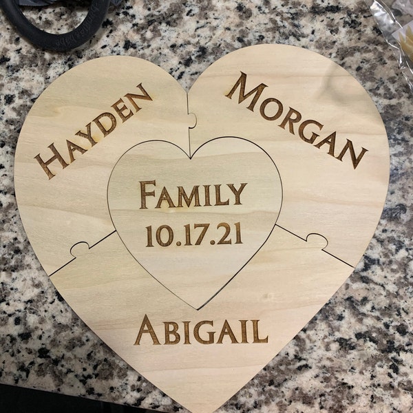 Custom Family Wooden Heart Puzzle - Family Unity Puzzle - Pregnancy ...