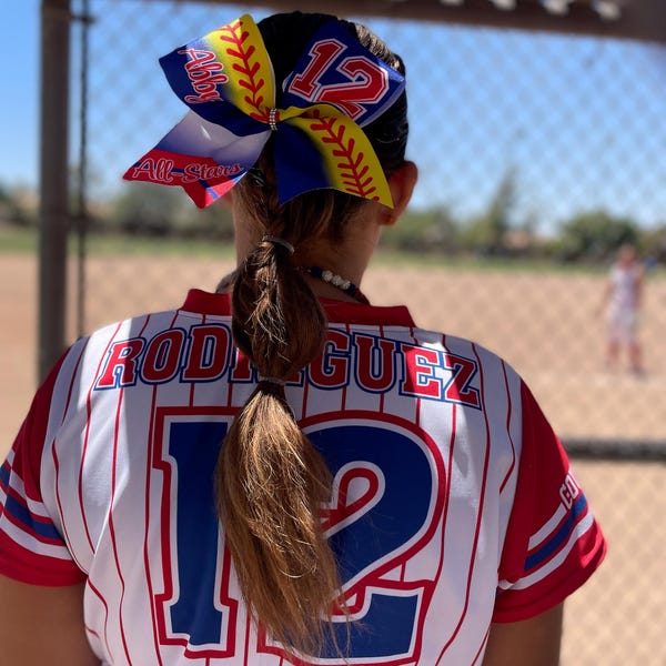 Blue and Gold Yellow Custom Glitter Cheer Bow, Competition Bow, Sparkly ...