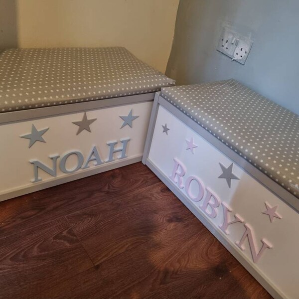 Personalised Toy Box With Safety Gas Strut. - Etsy