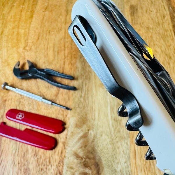 Custom Modified Deep Grain Effect Victorinox 91mm Plus Scales + Clip ...