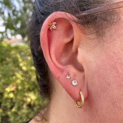 ASTM F136 Pear Star Titanium Conch Earring, Conch Labret, Internally ...