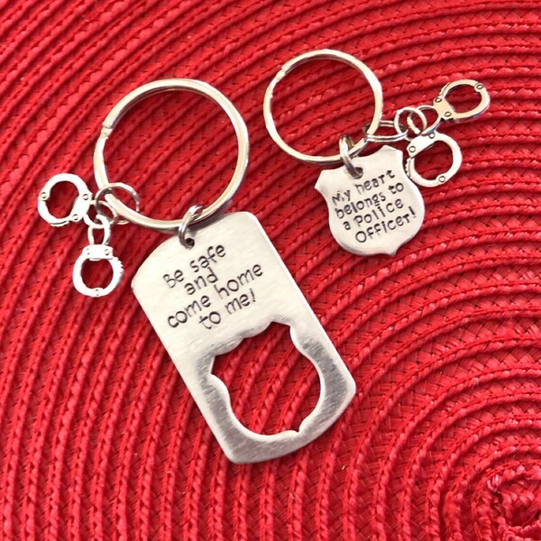 Police Officer Dog Tag And/or Badge Keychains Hand Stamped Personalized ...