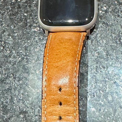 Perforated Dark Brown Leather Fitbit Watch Band, Fitbit Versa 1-4-lite ...