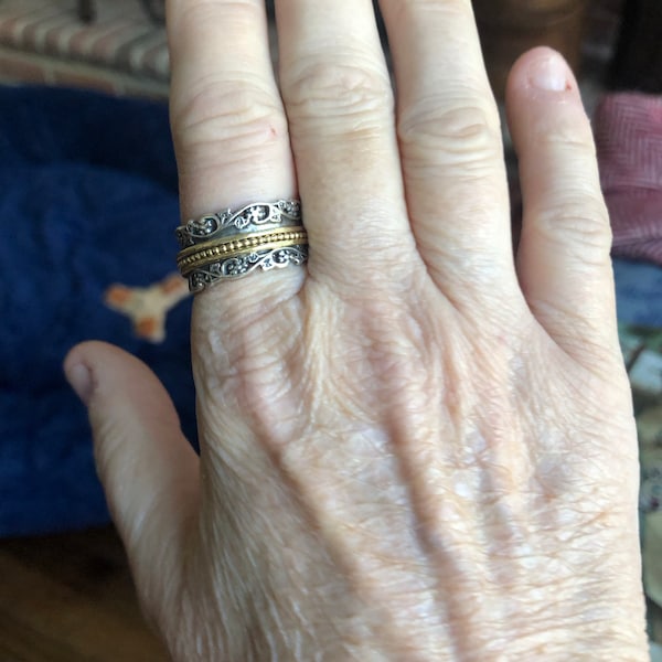 Sterling Silver Vintage Spinner Ring - Anxiety Fidget Spinny Ring ...