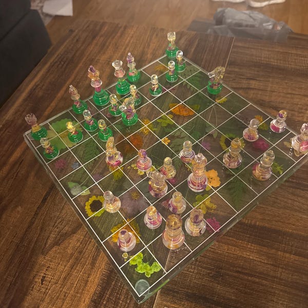 Custom Resin Chess Set, Epoxy Resin Chess Set, Custom Boardgame, Ocean ...