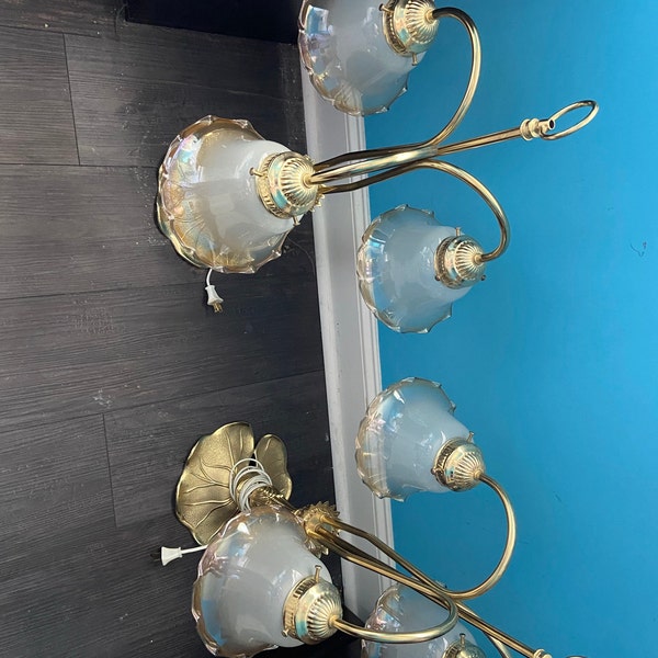 Vintage Plug-in Swag Lamp, Art Deco Art Nouveau Bubble Swirl Glass ...