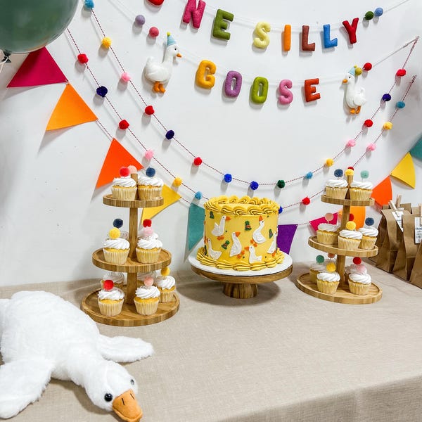 Goose Birthday Felt Banner, Pink Garland, Silly Little Goose, 1st ...