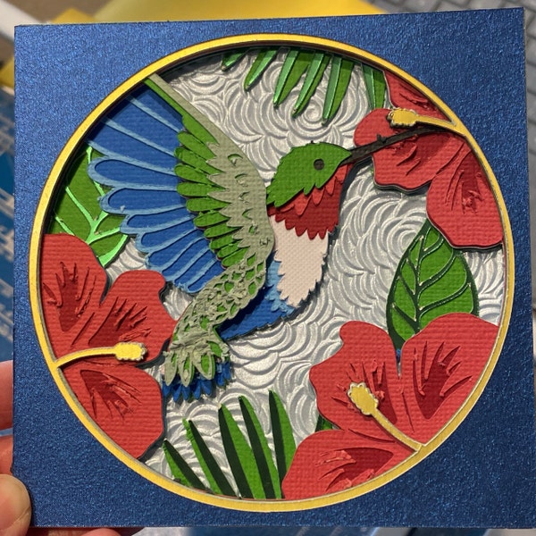 3D HUMMINGBIRD Svg - Shadow Box Svg - Layered Cardstock Svg - for ...