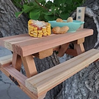 SQUIRREL PICNIC TABLE -2 Sizes -backyard Feeder 2 Bowl Options, Hanging ...