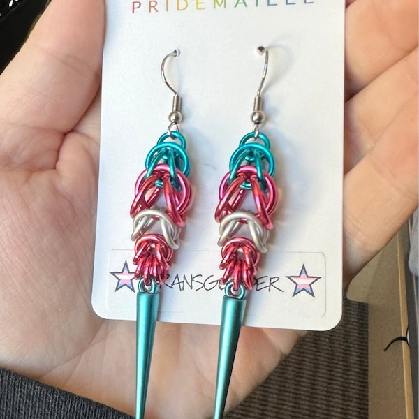 Transgender Pride - Spike Earring - Lightweight Aluminum With Acrylic ...