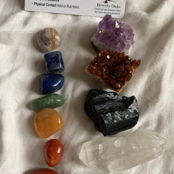 Chakra Kit Sampler Set - 14 Pc Crystal Healing Kit - Crystal Set for ...