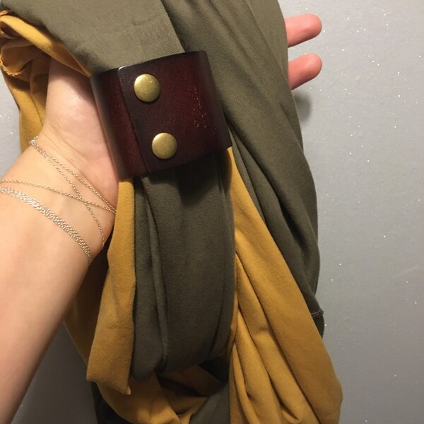 Tube Scarf With Leather Cuff, Infinity Scarf for Women, Cotton Blue ...