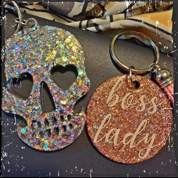 Decorative Glitter Keychain - Etsy