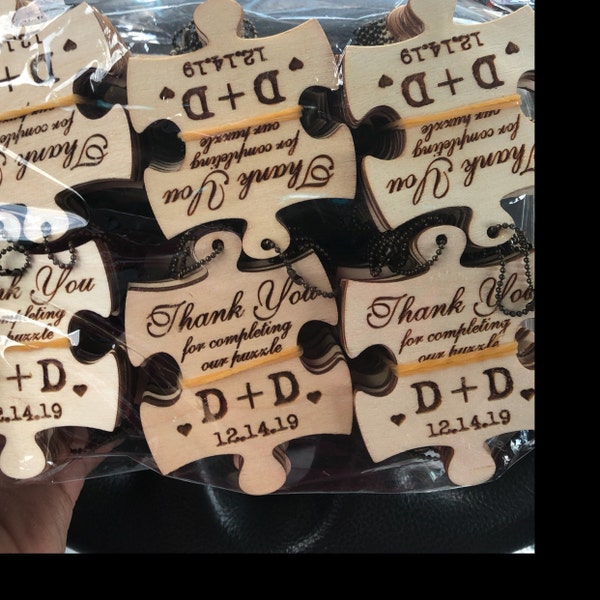 Puzzle Wooden Tag Personalized Engraved Thank You Wedding Gift Tags ...