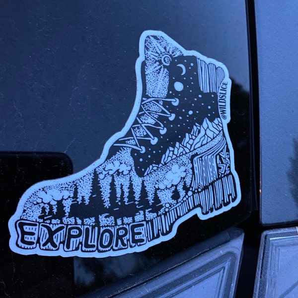 Hiking Boot Sticker 4" Weatherproof and Durable, Outdoor Sticker ...