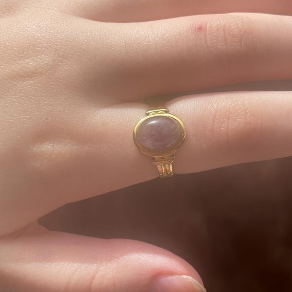 Natural Jade Gemstone Ring 18K Gold Ring Adjustable Ring Gold Jewelry ...