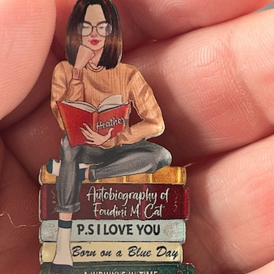 Personalized Girl Reading Book Acrylic Flat Keychain, Custom Book ...
