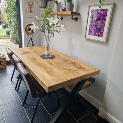 Live Edge Round Corners Wood Console Table With Hairpin Legs Dispatch ...